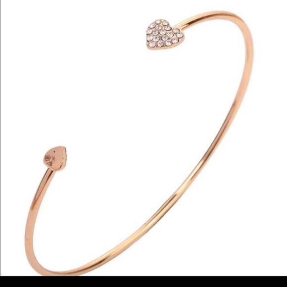 Jewelry | Crystal Pave Heart Adjustable Cuff Bracelet | Poshmark